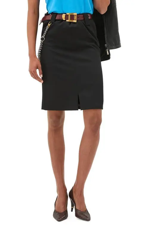 Versace Heavyweight Wool Grain De Poudre Pencil Skirt