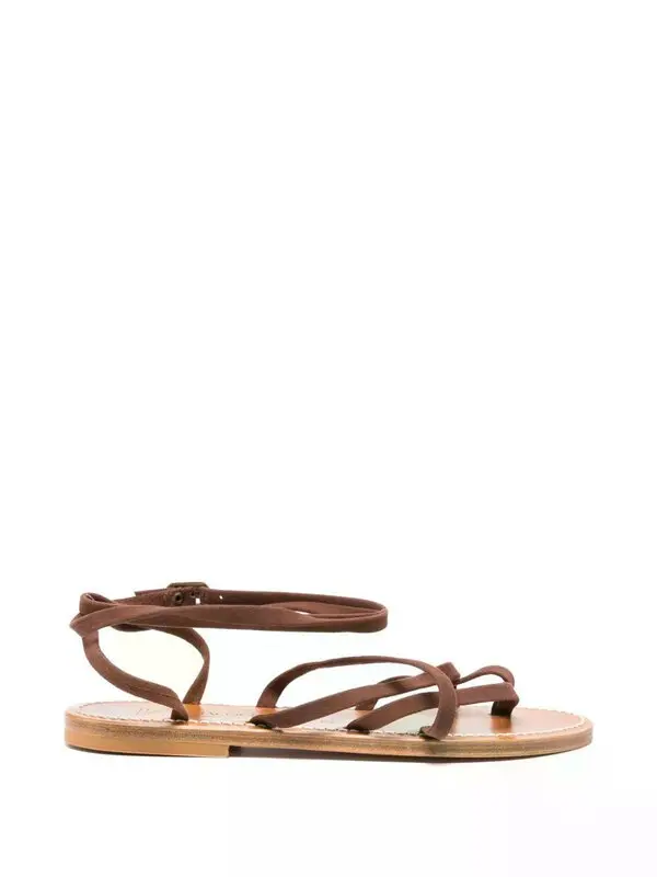 K.JACQUES Strappy Tie Flat Sandals - Brown