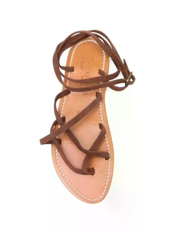 K.JACQUES Strappy Tie Flat Sandals - Brown