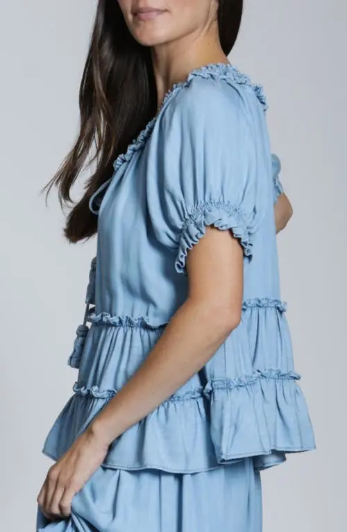 APNY Ruffle Chambray Peasant Top