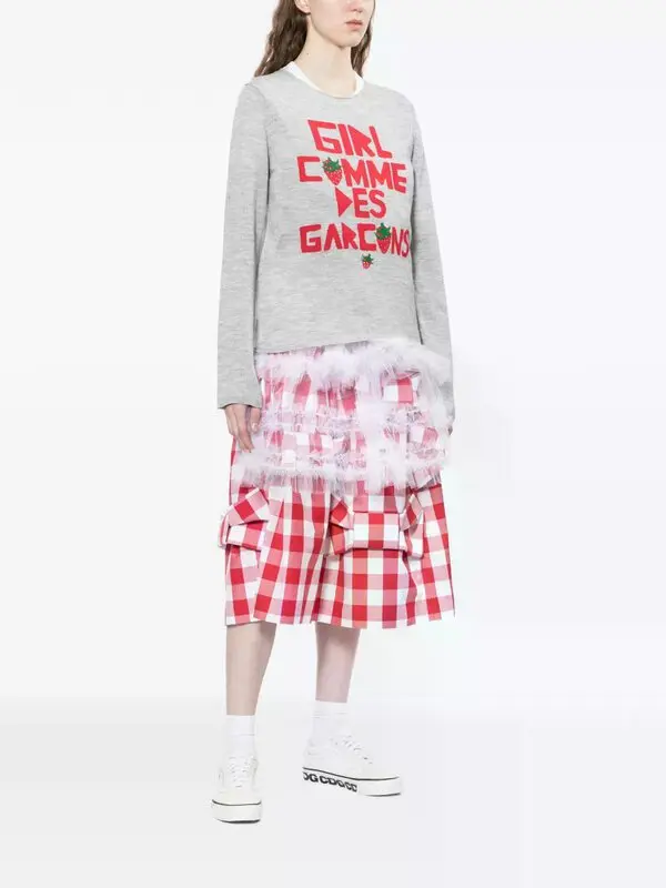 Comme Des Garçons Logo-embroidered Round Neck Jumper