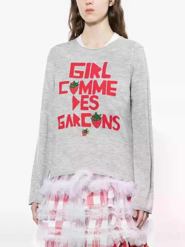 Comme Des Garçons Logo-embroidered Round Neck Jumper