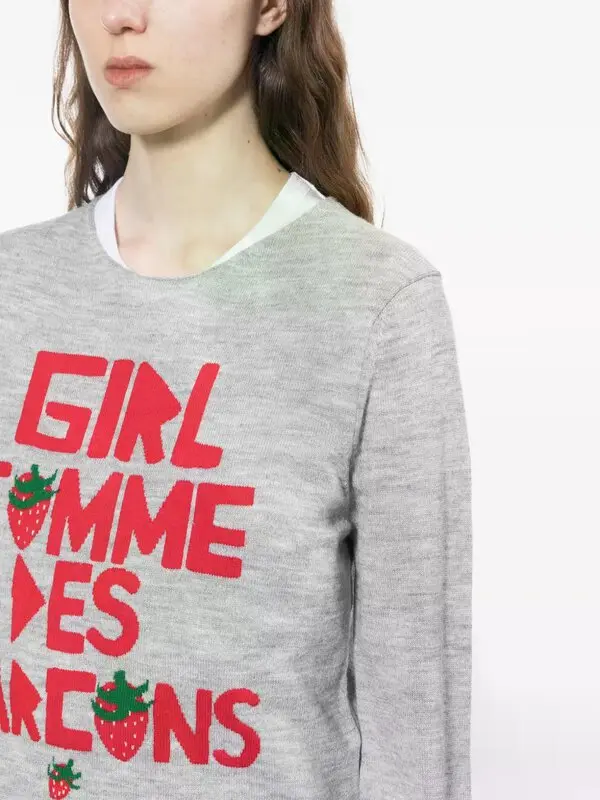 Comme Des Garçons Logo-embroidered Round Neck Jumper