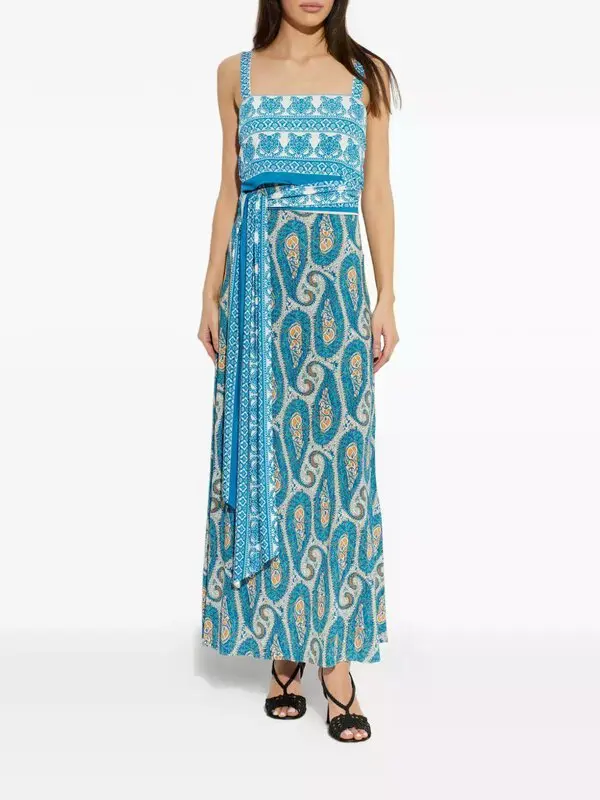 Etro Patterned Tie-waist Maxi Dress - Blue