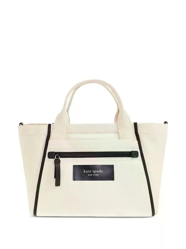 Kate Spade New York Zipped-pocket Contrasting-trim Tote Bag - Neutrals