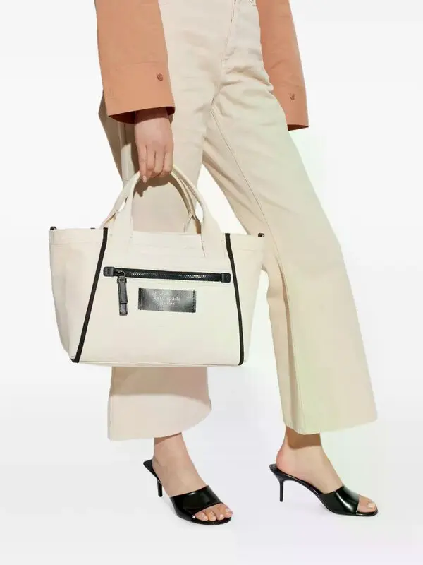 Kate Spade New York Zipped-pocket Contrasting-trim Tote Bag - Neutrals