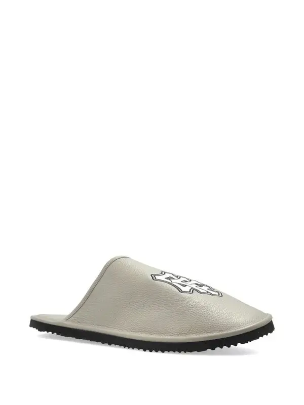 Off-White Logo Print Leather Slippers
