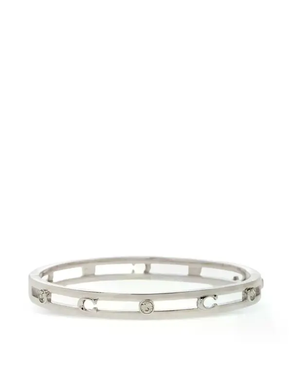 COACH Logo Crystal Hinged Bracelet - Silver