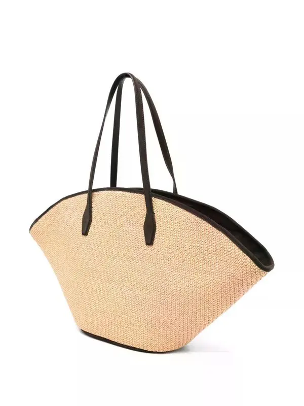 BOSS Raffia Tote Bag With Leather Trims - Neutrals