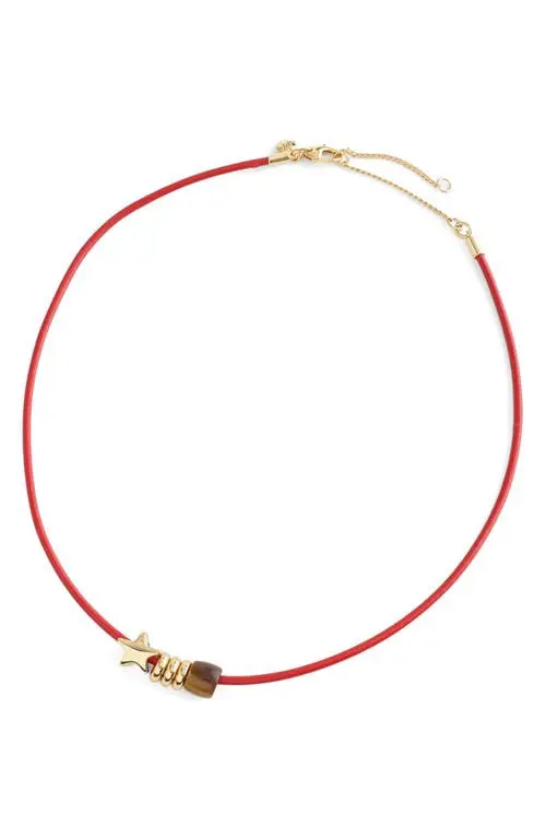 Madewell Semiprecious Charm Leather Choker Necklace - Cherry