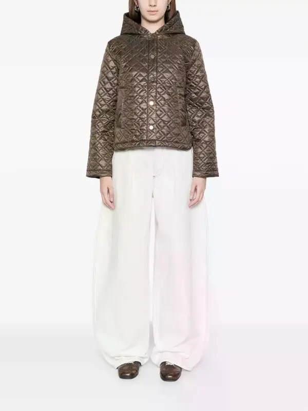 Marella Quilted Hooded Jacket - Brown