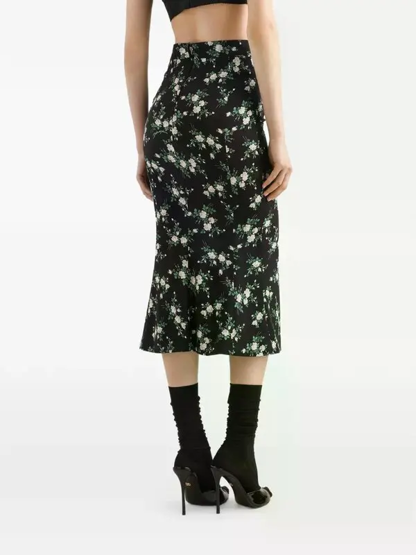 Dolce & Gabbana Rose-print Midi Skirt
