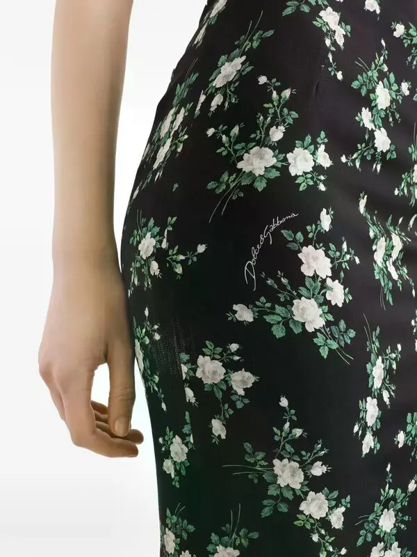 Dolce & Gabbana Rose-print Midi Skirt