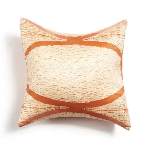 STUDIO VARIOUSLY Arc Hand Crafted Shibori Print Mulberry Silk Pillow - Coral