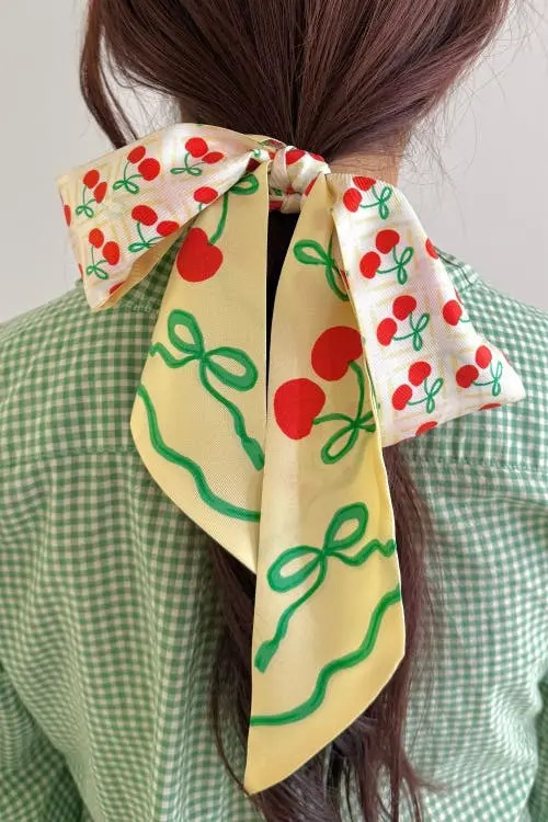 CENTINELLE Cherry Twilly Ribbon Scarf - Red