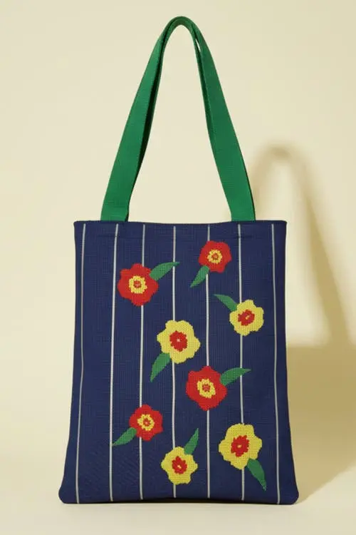 CENTINELLE Garden Flowers Knit Tote Bag