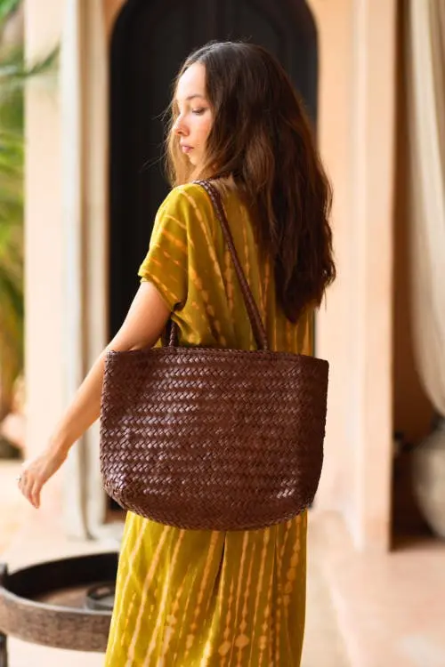 Pink Haley Garcia Artisan Handwoven Leather Tote