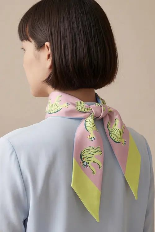 CENTINELLE Nodding Tigers Twilly Ribbon Scarf - Multicolor