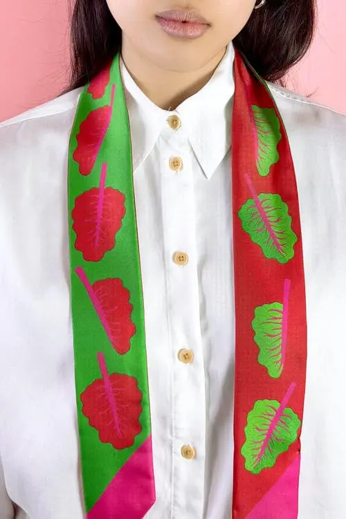 CENTINELLE Glowing Chard Twilly Ribbon Scarf - Green