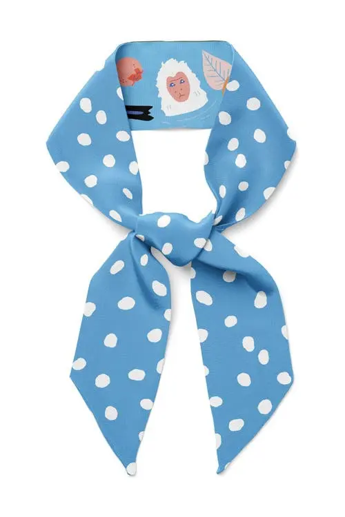 CENTINELLE Snow Monkey And Persimmons Twilly Ribbon Scarf - Multicolor