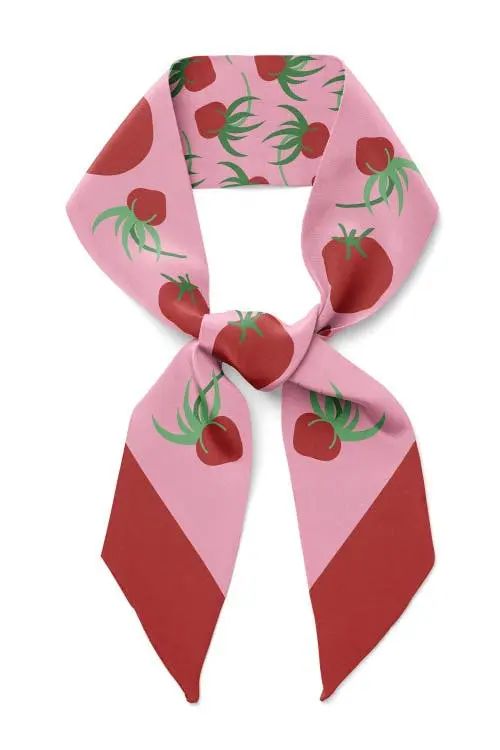 CENTINELLE Tomatoes Twilly Ribbon Scarf - Red