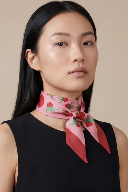 CENTINELLE Tomatoes Twilly Ribbon Scarf - Red