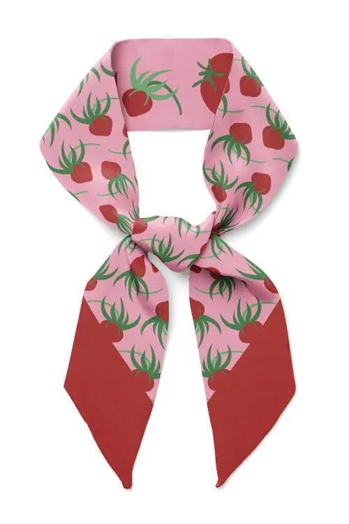 CENTINELLE Tomatoes Twilly Ribbon Scarf - Red