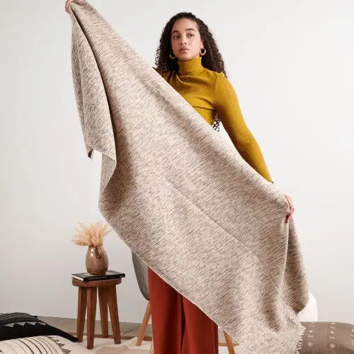 STUDIO VARIOUSLY Night Handwoven Neutral Cashmere Merino Scarf - Black/forest