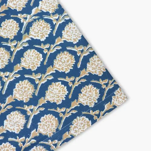 BANYAN & BIRCH Nikhar Linen Hand-printed Runner - Ink Blue