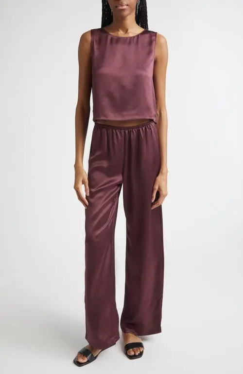 LESET Barb Crop Tank - Malbec