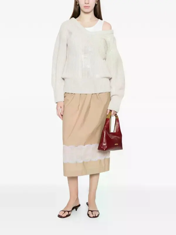 Carven Lace-trim Midi Skirt - Neutrals