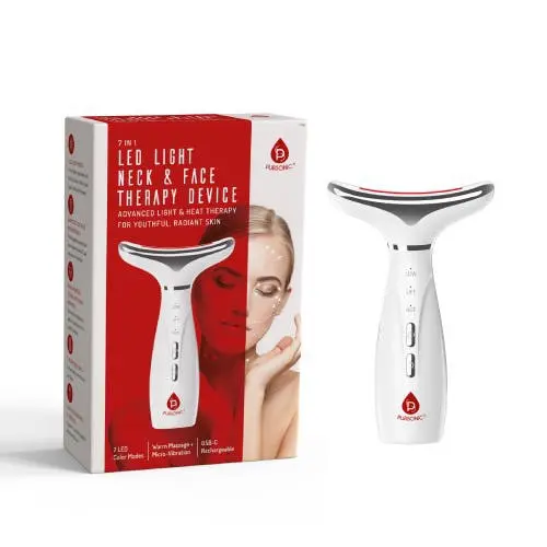 PURSONIC 7-color Led Light Therapy Neck & Face Device - White