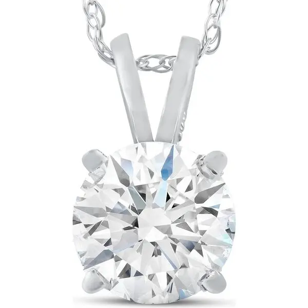 BLISS DIAMOND 2 Ct Moissanite Solitaire 14k Gold Pendant Necklace - 14k White Gold