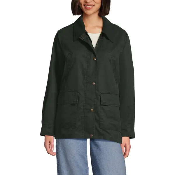 LANDS' END Waxed Barn Jacket - Dark Green