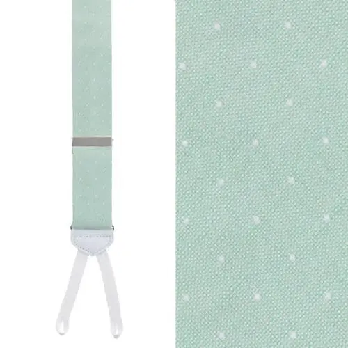 Trafalgar Big And Tall Polka Dot Linen Blend Suspenders - Light Green With Polka Dots