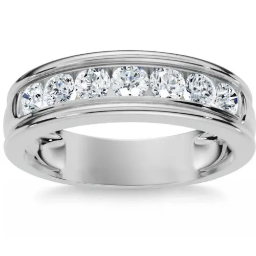 BLISS DIAMOND 5/8 Ct Diamond Wedding Band - 10k White Gold