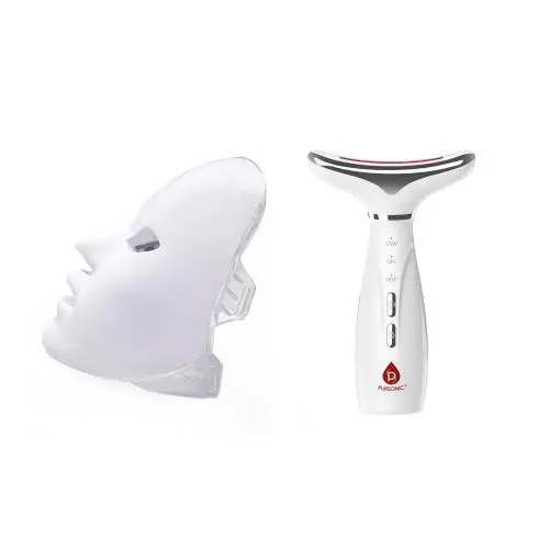 PURSONIC 7-in-1 Facial Therapy Device & Led Light Therapy Mask Bundle - White