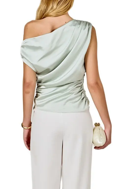 Endless Rose One-shoulder Ruched Satin Top