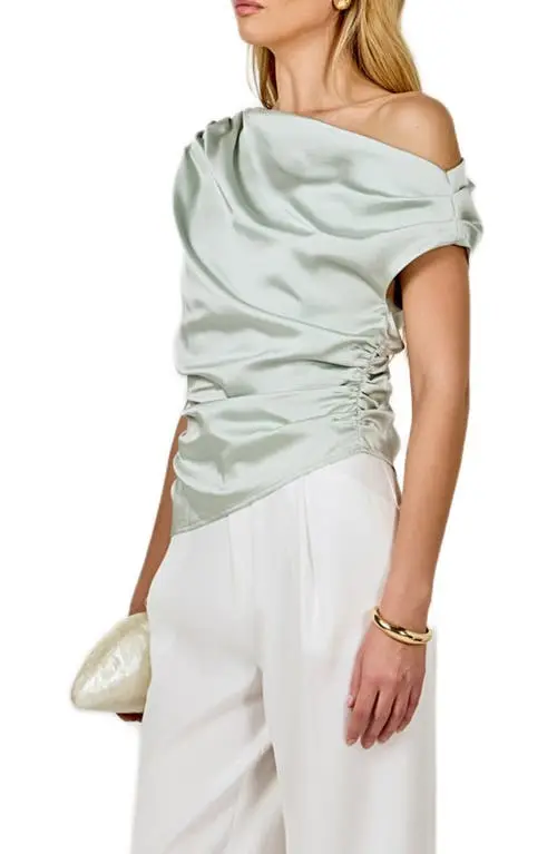 Endless Rose One-shoulder Ruched Satin Top