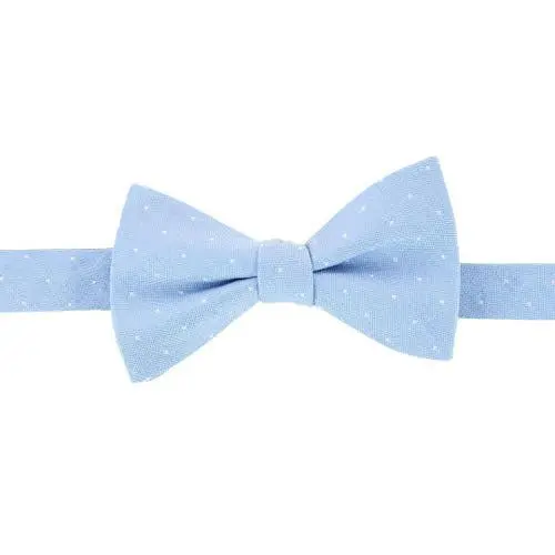 Trafalgar Churchill Chambray Polka Dot Linen Blend Bow Tie - Light Blue With Polka Dots