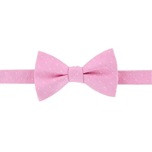 Trafalgar Churchill Chambray Polka Dot Linen Blend Bow Tie - Light Pink With Polka Dots