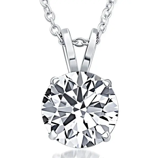 BLISS DIAMOND 2ct Lab Grown Round Diamond Solitaire Pendant Necklace - 14k White Gold