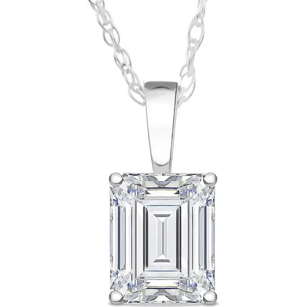 BLISS DIAMOND 2 Ct. Emerald Lab Grown Diamond Solitaire Pendant - 14k White Gold