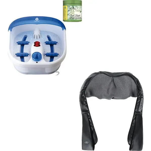 PURSONIC Ultimate Recovery Bundle 3d Shiatsu Back Massager & Heated Foot Spa - Multicolor