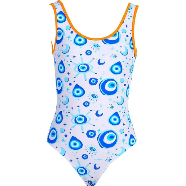 NESSI BYRD Evil Eye Print One-piece Swimsuit - White-blue