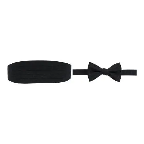 Trafalgar Banbury Paisley Silk Cummerbund And Bow Tie Bundle - Black