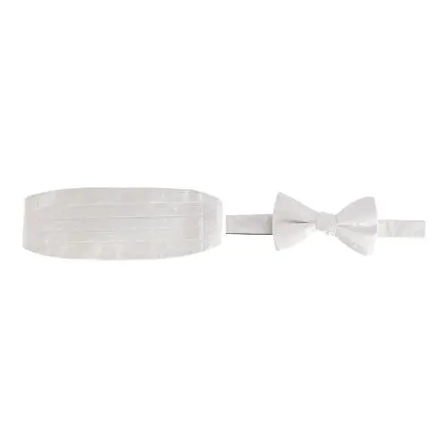 Trafalgar Banbury Paisley Silk Cummerbund And Bow Tie Bundle - White