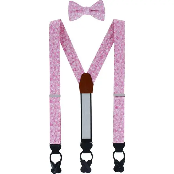 Trafalgar Hanami Cherry Blossom Burst Suspenders And Bow Tie Bundle - Pink