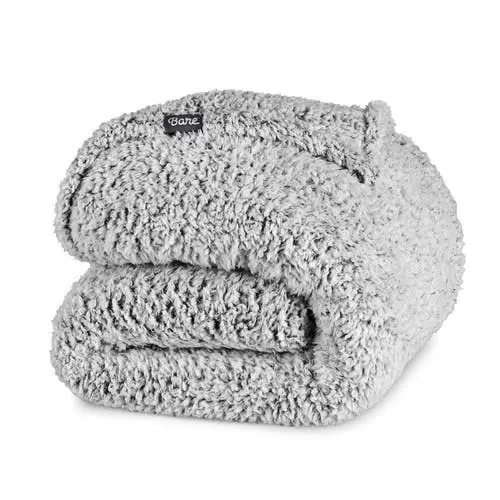 BARE HOME Tipped Faux Shearling Blanket - Grey