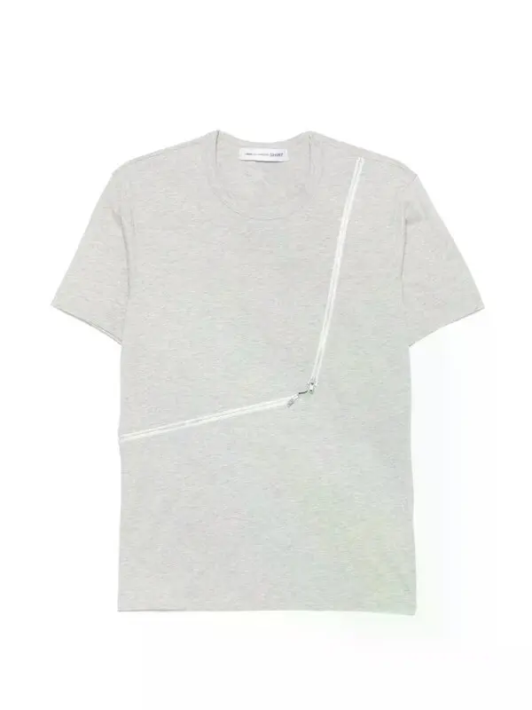 Comme Des Garçons Zip-detail Cotton T-shirt - Grey